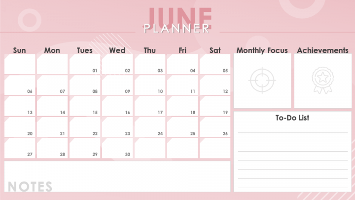 June Planner PowerPoint and Google Slides Template - PPT Slides