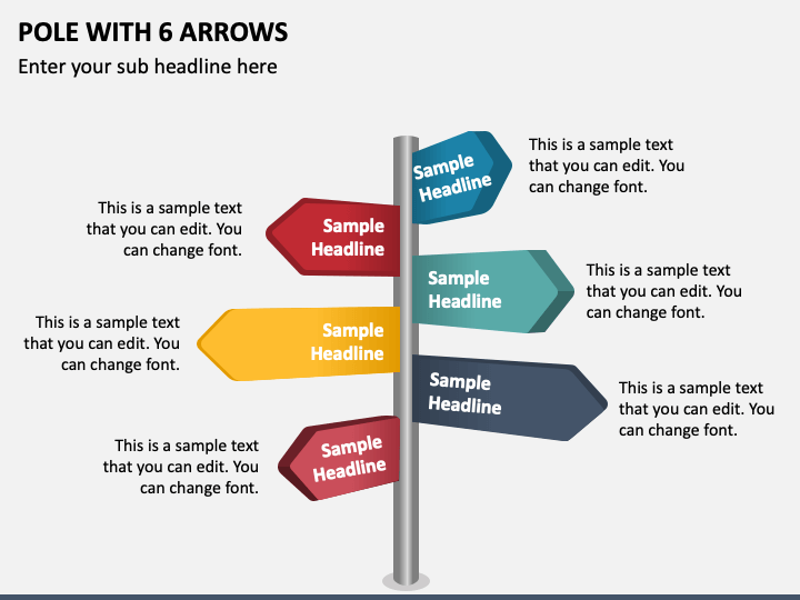 Pole with 6 Arrows PowerPoint and Google Slides Template - PPT Slides