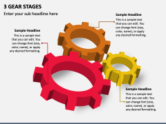3 Gear Stages PowerPoint Presentation Slides - PPT Template