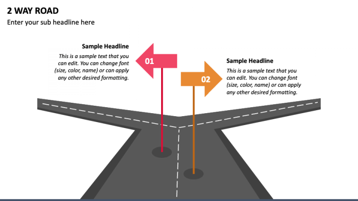Free - 2 Way Road for PowerPoint and Google Slides