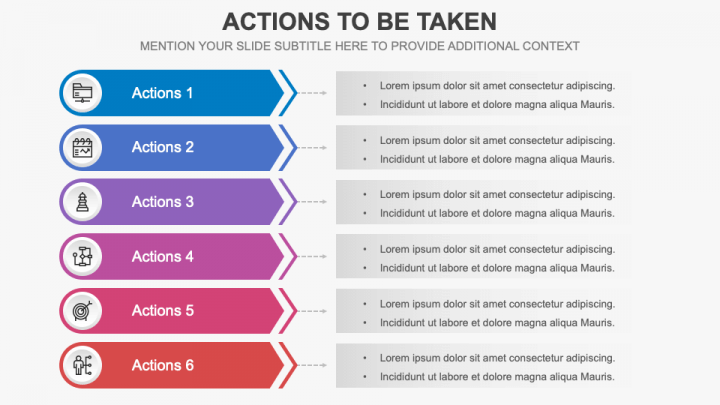 Actions to be Taken PowerPoint and Google Slides Template - PPT Slides