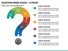 Question Mark Puzzle - 6 Pieces PowerPoint Template - PPT Slides