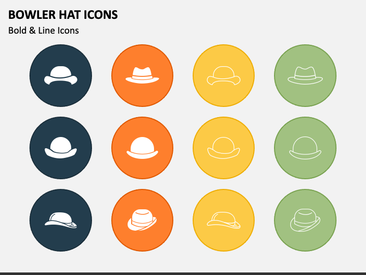 Bowler Hat Icons for PowerPoint and Google Slides - PPT Slides