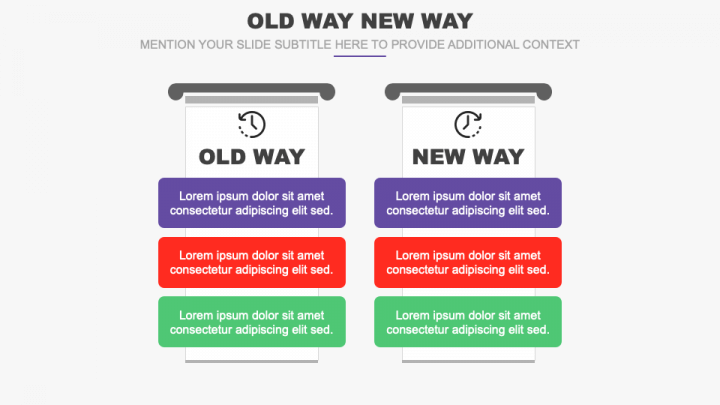 Old Way New Way PowerPoint and Google Slides Template - PPT Slides