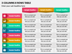 3 Columns 8 Rows Table for PowerPoint and Google Slides - PPT Slides