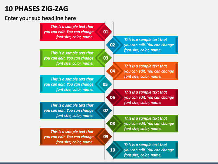 10 Phases Zig-zag PowerPoint Template and Google Slides Theme