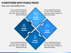 4 Partitions With Puzzle Pieces PowerPoint Presentation Slides - PPT Template