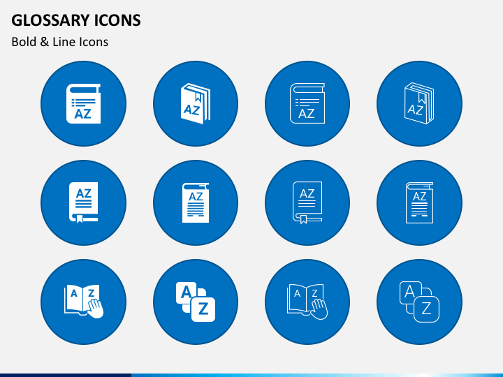 Glossary Icons for PowerPoint and Google Slides - PPT Slides