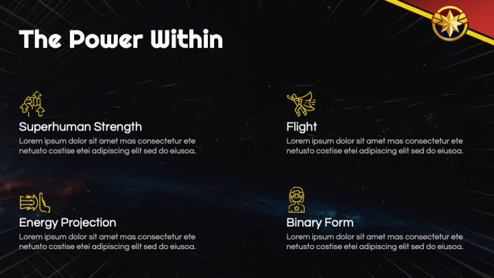 Free - Captain Marvel Theme for PowerPoint and Google Slides - PPT Slides
