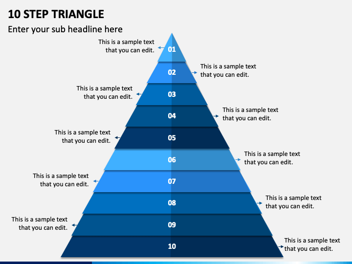 10 Step Triangle PowerPoint Template - PPT Slides