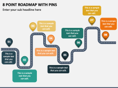 8 Point Roadmap with Pins PowerPoint Template and Google Slides Theme