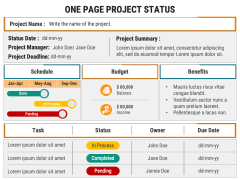 One Page Project Status Presentation for PowerPoint and Google Slides ...