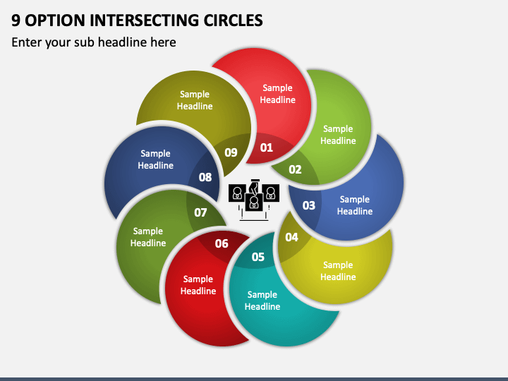 9 Option Intersecting Circles PowerPoint Template and Google Slides Theme