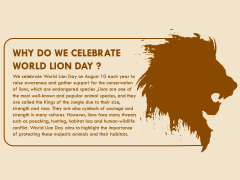 Free - World Lion Day PowerPoint Template and Google Slides Theme