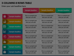 3 Columns 8 Rows Table for PowerPoint and Google Slides - PPT Slides