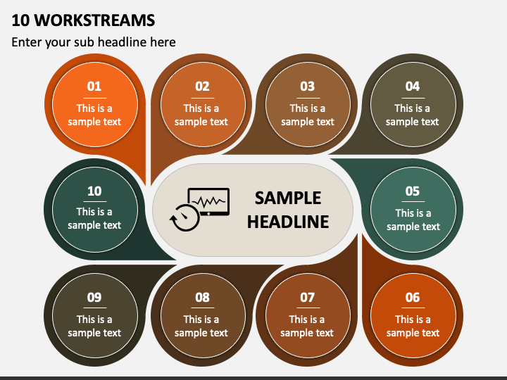 10 Workstreams PowerPoint Template and Google Slides Theme
