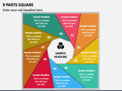 9 Parts Square PowerPoint Template and Google Slides Theme