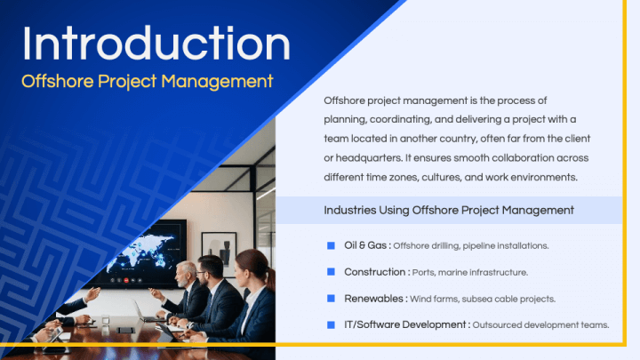 Offshore Project Management PowerPoint and Google Slides Template - PPT Slides