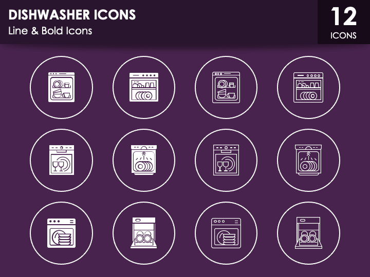 Dishwasher Icons for PowerPoint and Google Slides - PPT Slides