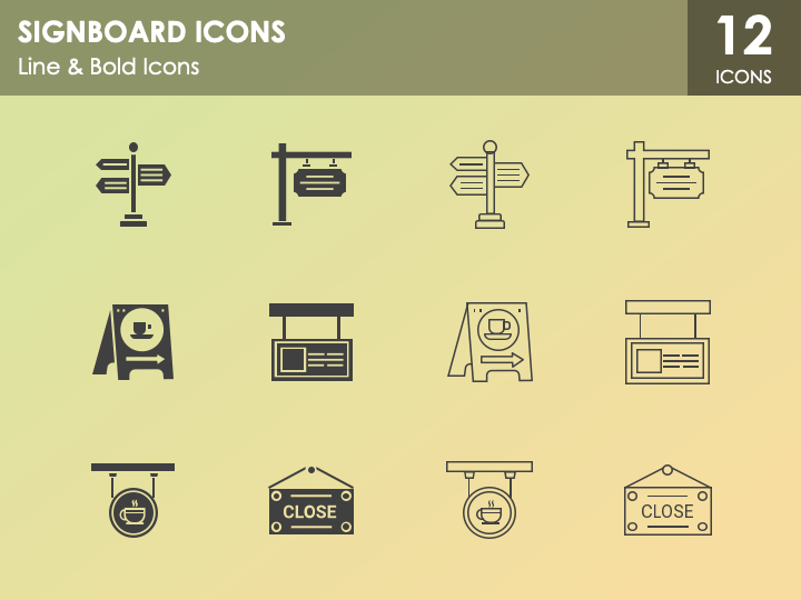 Signboard Icons for PowerPoint and Google Slides - PPT Slides