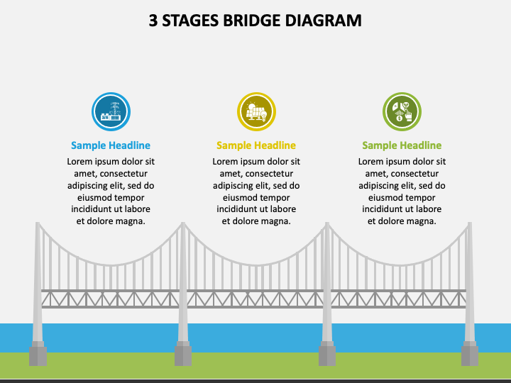 3 Stages Bridge Diagram for PowerPoint and Google Slides - PPT Slides