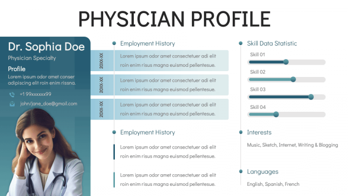 Physician Profile PowerPoint and Google Slides Template - PPT Slides