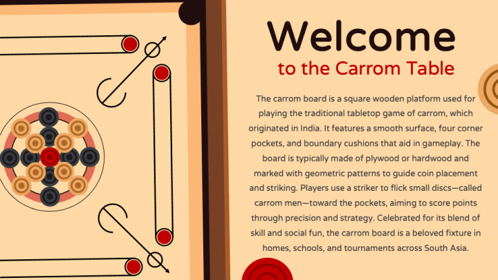Carrom Board Background Theme for PowerPoint and Google Slides - PPT Slides