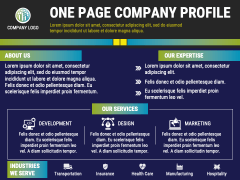 One Page Company Profile Presentation for PowerPoint and Google Slides ...