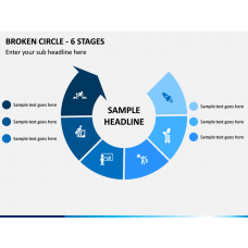 6 Stage Broken Circle PowerPoint Presentation Slides - PPT Template