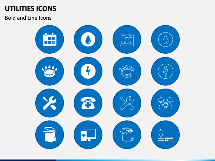 Utilities Icons for PowerPoint and Google Slides - PPT Slides