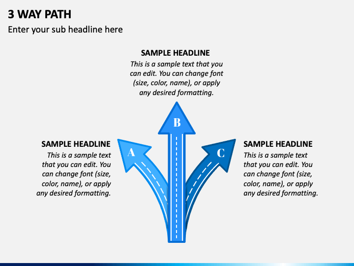 3 Way Path PowerPoint Template and Google Slides Theme