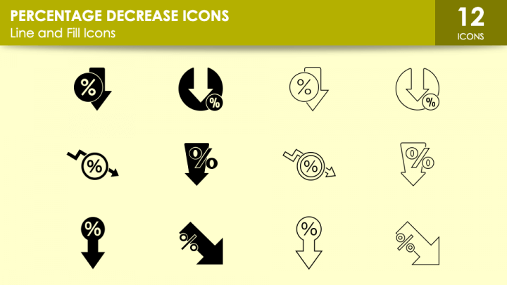 Percentage Decrease Icons for PowerPoint and Google Slides