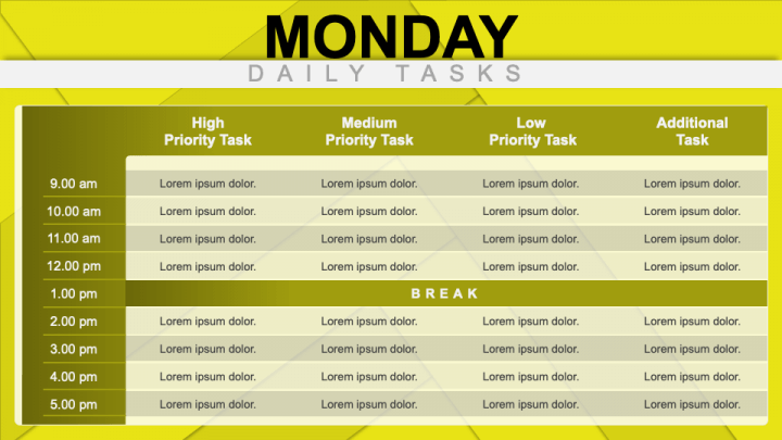 Free - Monday Tasks PowerPoint and Google Slides Template - PPT Slides