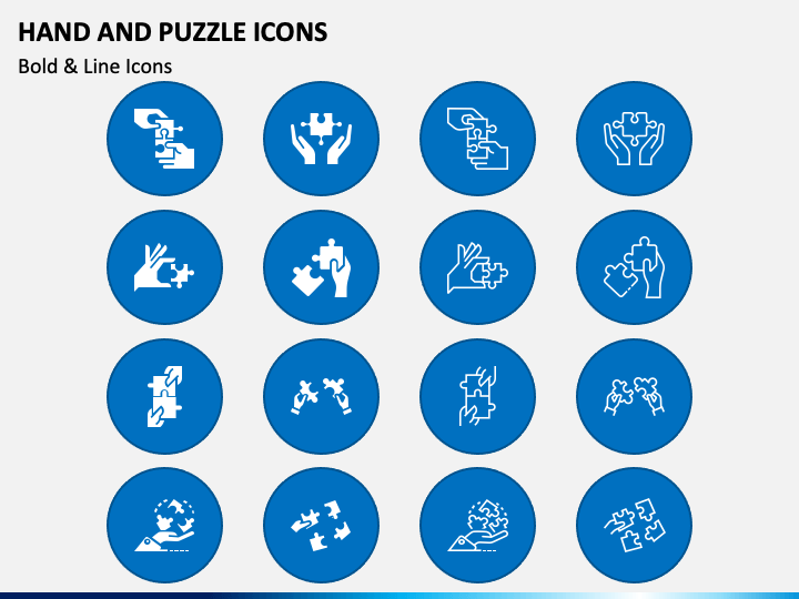Hand And Puzzle Icons for PowerPoint and Google Slides - PPT Slides