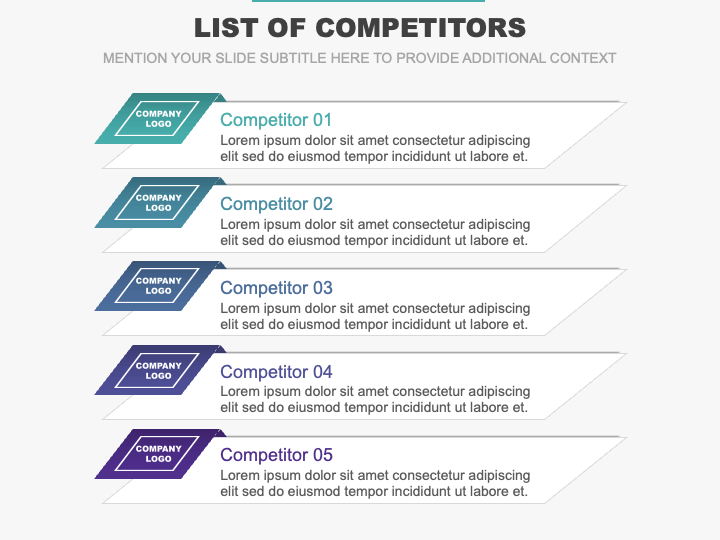 List of Competitors PowerPoint and Google Slides Template - PPT Slides