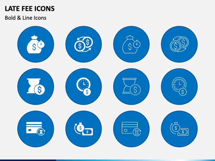 Late Fee Icons for PowerPoint and Google Slides - PPT Slides