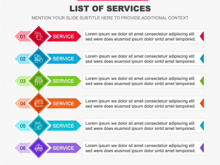 List of Services PowerPoint and Google Slides Template - PPT Slides