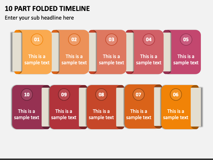 10 Part Folded Timeline PowerPoint Template and Google Slides Theme