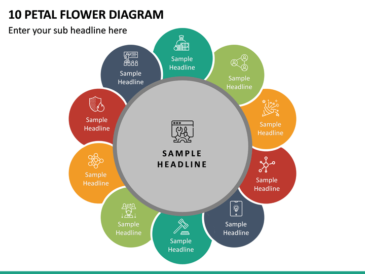 PowerPoint 10 Petal Flower Diagram