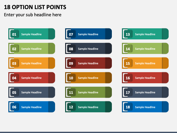 18 Option List Points PowerPoint Template and Google Slides Theme
