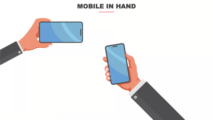 Mobile in Hand PowerPoint and Google Slides Template - PPT Slides