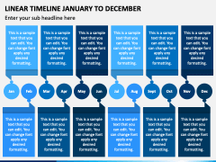 Linear Timeline January to December PowerPoint and Google Slides Template