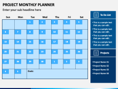 Project Monthly Planner PowerPoint and Google Slides Template - PPT Slides