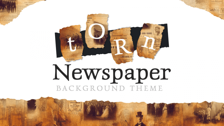 Free - Torn Newspaper Background Theme for PowerPoint and Google Slides