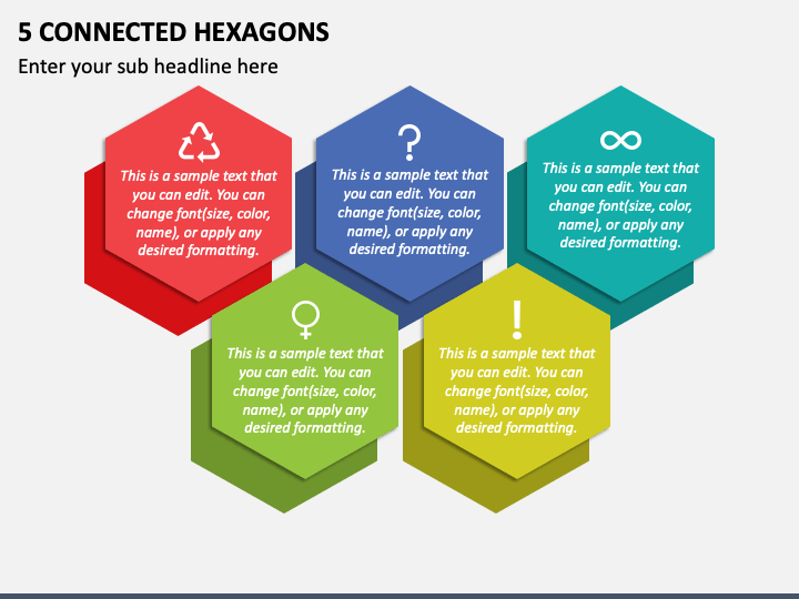 5 Connected Hexagons PowerPoint Template and Google Slides Theme