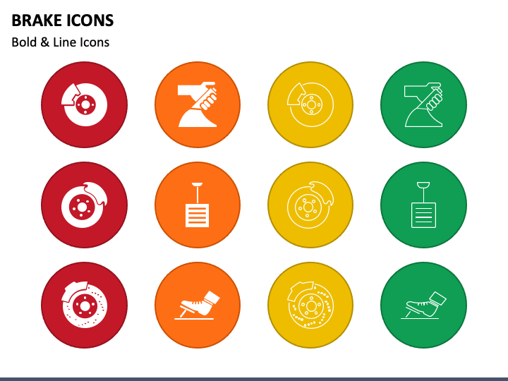 Brake Icons for PowerPoint and Google Slides - PPT Slides