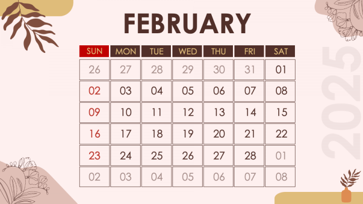 Calendar 2025 Aesthetic Theme for PowerPoint and Google Slides - PPT Slides