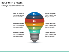 Bulb With 6 Pieces PowerPoint Template - PPT Slides