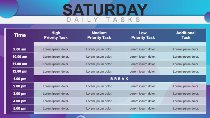 Free - Saturday Tasks PowerPoint and Google Slides Template - PPT Slides