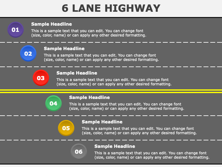 6 Lane Highway for PowerPoint and Google Slides - PPT Slides